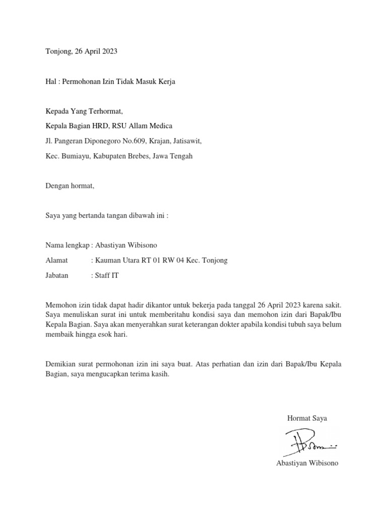 Surat Izin Sakit | PDF