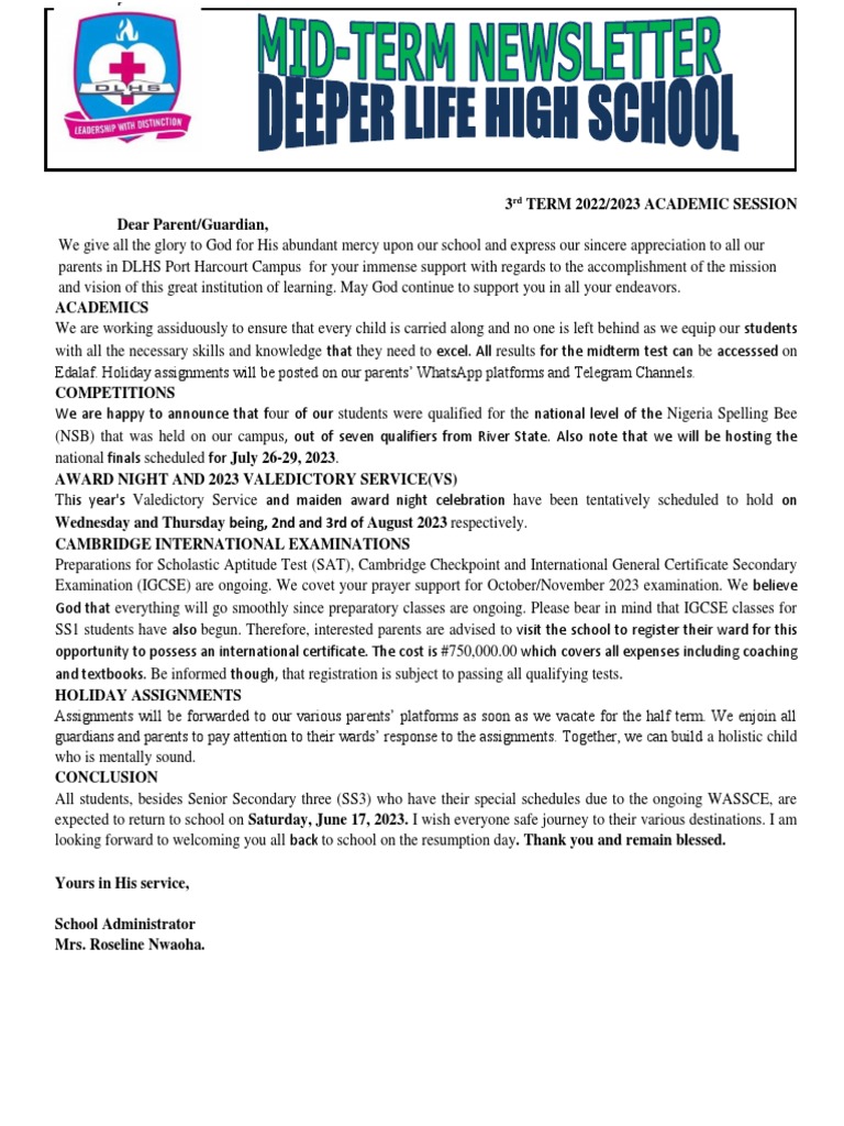 Mid-Term Newsletter | PDF