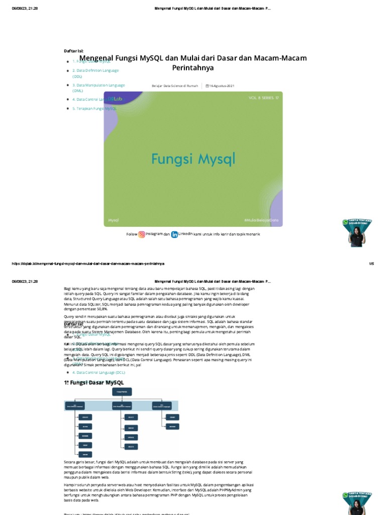 Mengenal Fungsi MySQL Dan Mulai Dari Dasar Dan Macam-Macam P.. | PDF