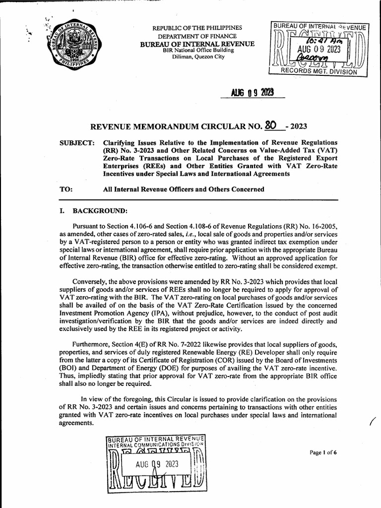 RMC No. 80-2023 | PDF