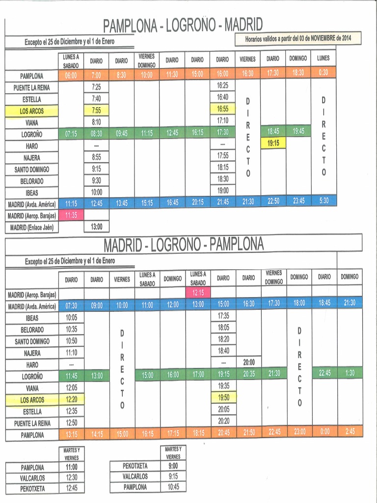 Nuevos Horarios Autobus PLM | PDF