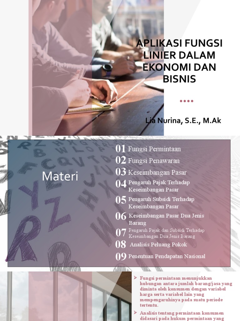 Aplikasi Fungsi Linear Dalam Ekonomi | PDF