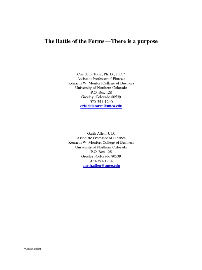 Battle of The Forms Complete | PDF | Offer And Acceptance | Implied ...