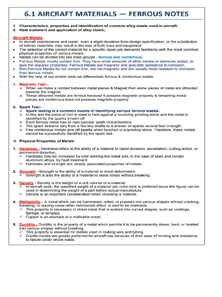 6.2 Aircraft Materials - Non-Ferrous Notes | PDF
