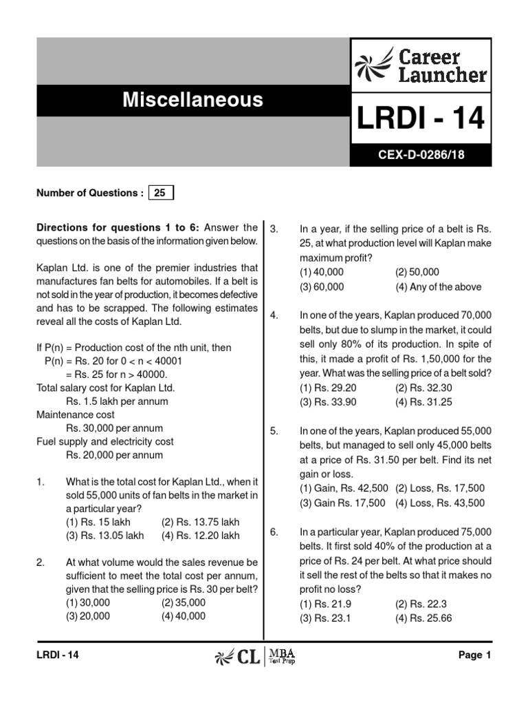 LRDI-14 Miscellaneous | PDF | Profit (Economics) | Finger