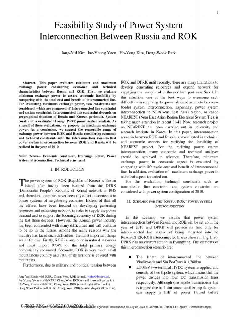 15 Feasibility Study of Power System Interconnection Between Russia and ROK | PDF | Electric ...
