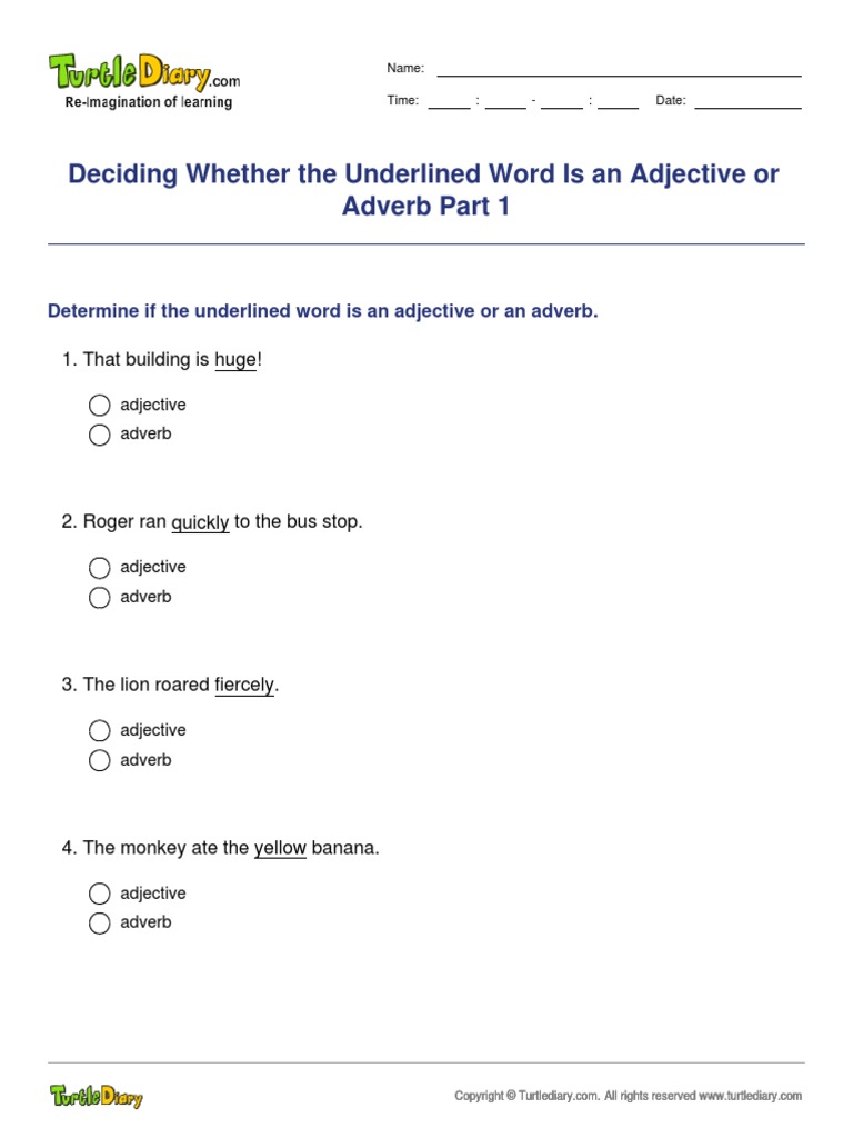 Deciding Whether The Underlined Word Is An Adjective or Adverb | PDF