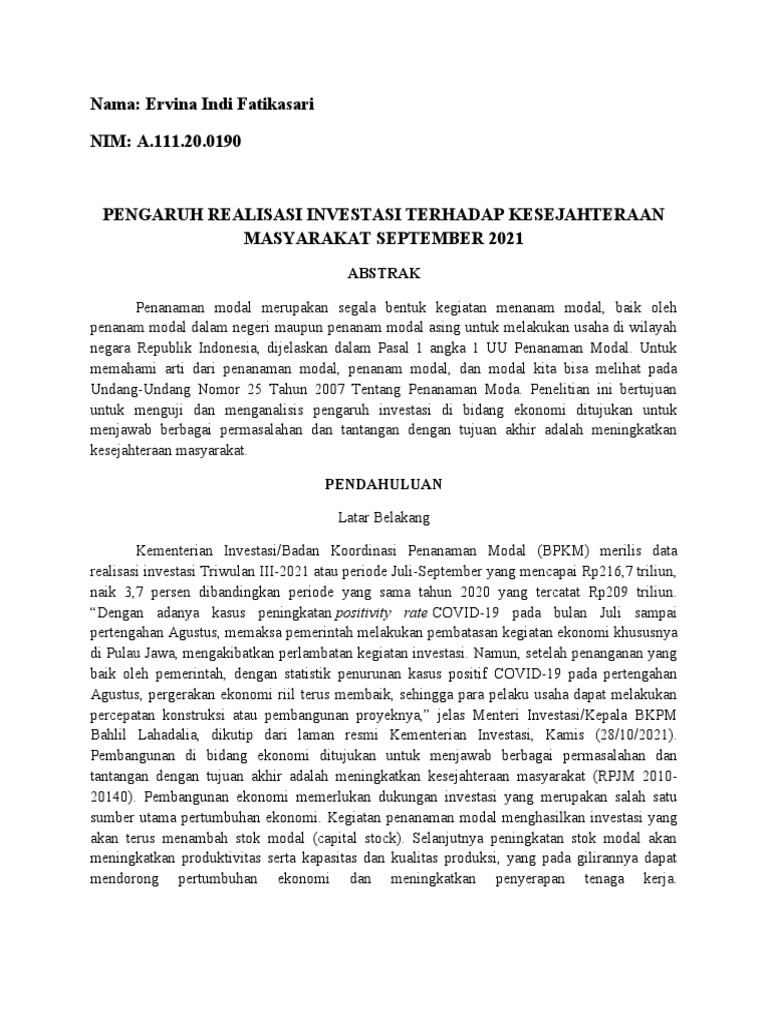 Artikel Ervina Indi Fatikasari (A.111.20.0190) | PDF