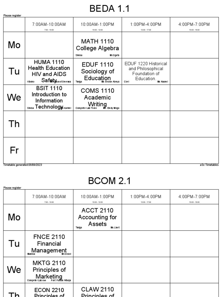 Final Class Timetable Sep-Dec 2023 | PDF | Economies | Computing