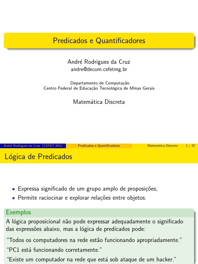 Predicados e Quantificadores | PDF | Semântica | Lógica