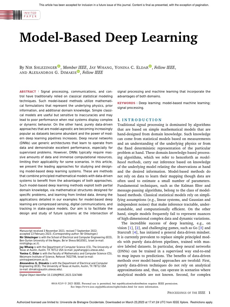 Model Based Deep Learning Pdf Deep Learning Statistical Inference
