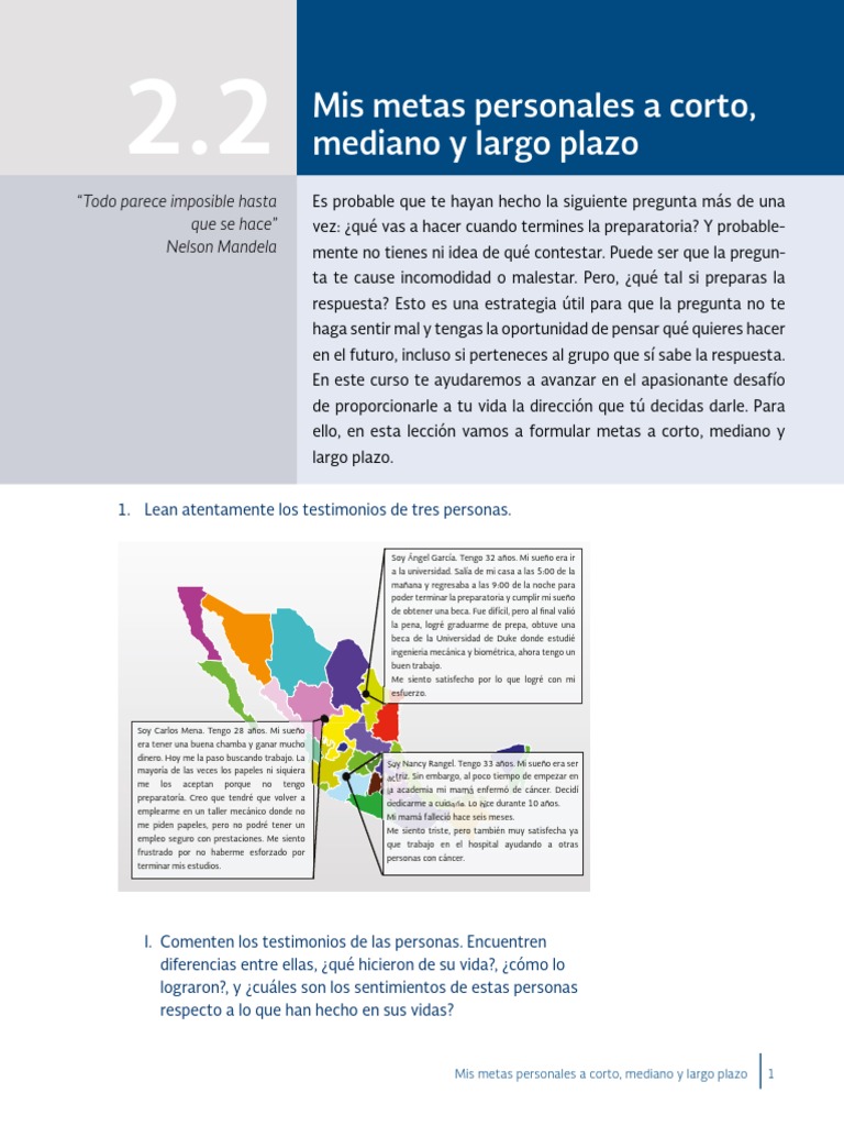 2.2 E Mis Metas Personales A Corto Mediano y Largo Plazo Humanidades | PDF