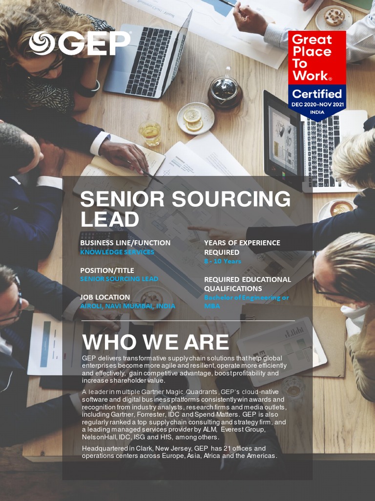 Senior Sourcing Lead Role at GEP | PDF | Supply Chain | Procurement