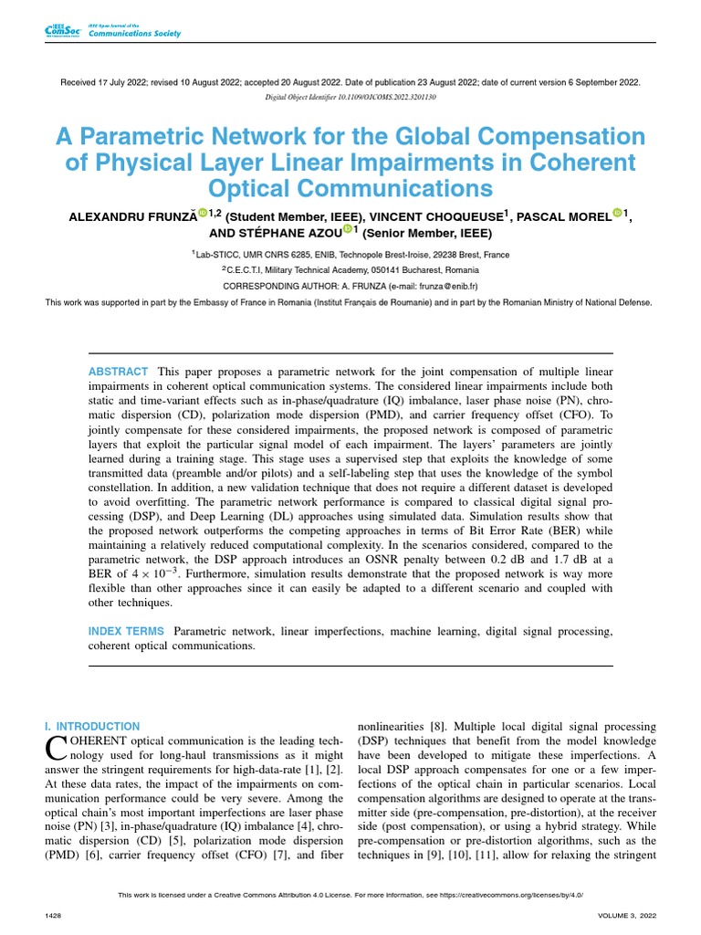 A Parametric Network For The Global Compensation of Physical Layer Linear Impairments in ...