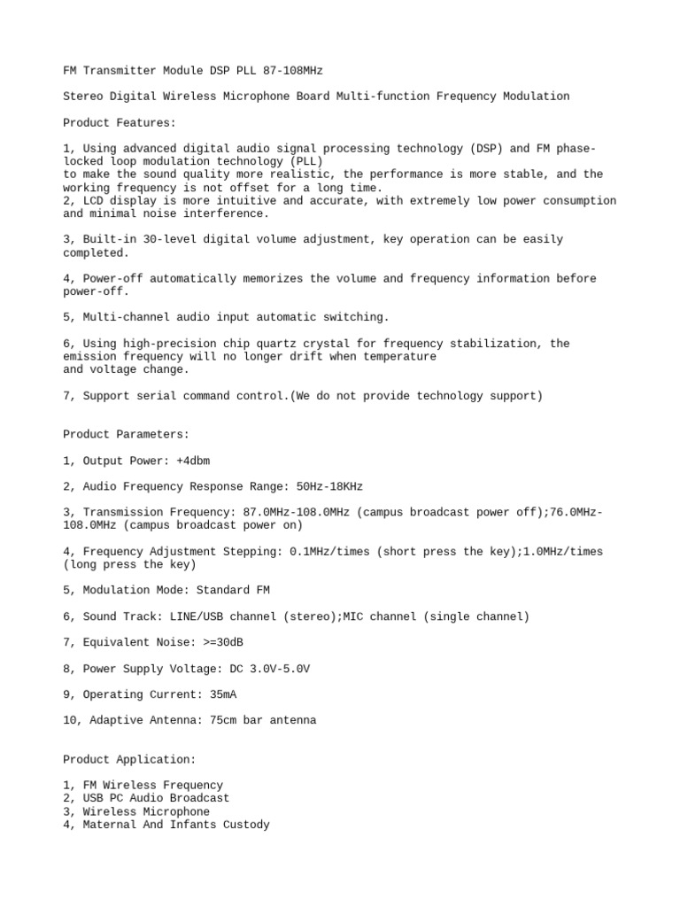 FM Radio Modul Kina | PDF | Frequency Modulation | Usb