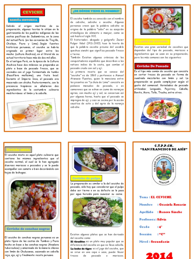 Variedades y Origen del Ceviche | PDF | Alimentos | Cocina