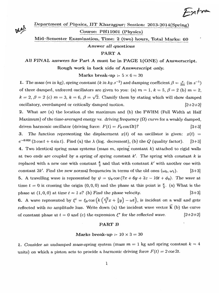 PH11001 (Physics) | PDF | Waves | Damping