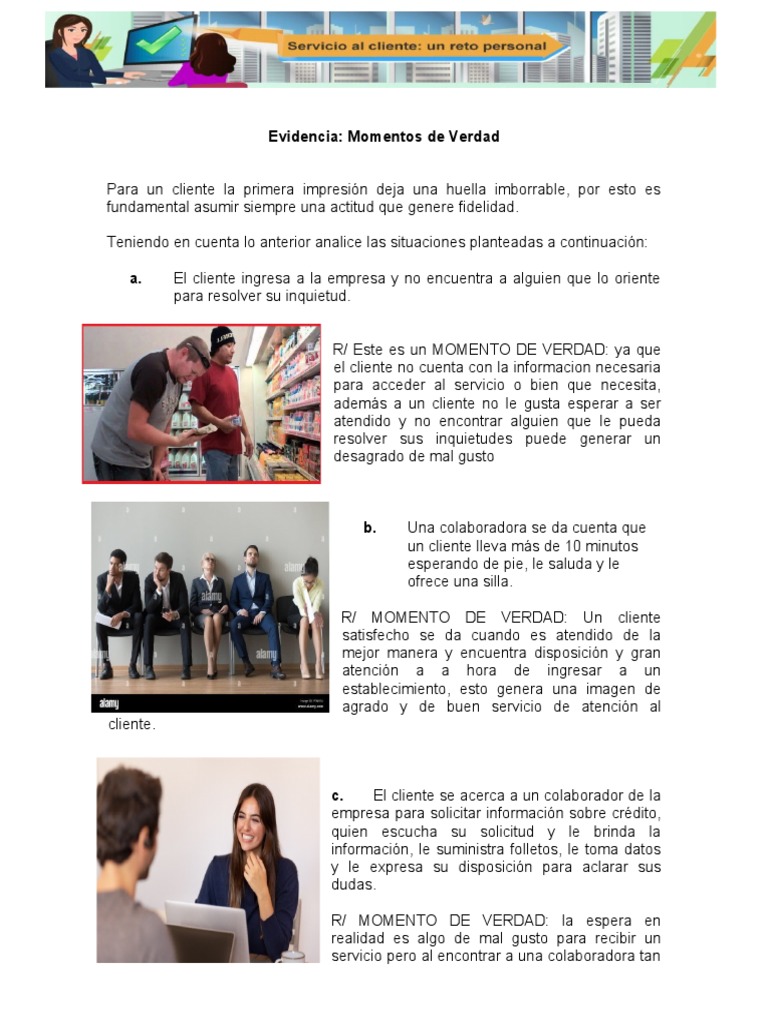 Evidencias Momentos de Verdad | PDF