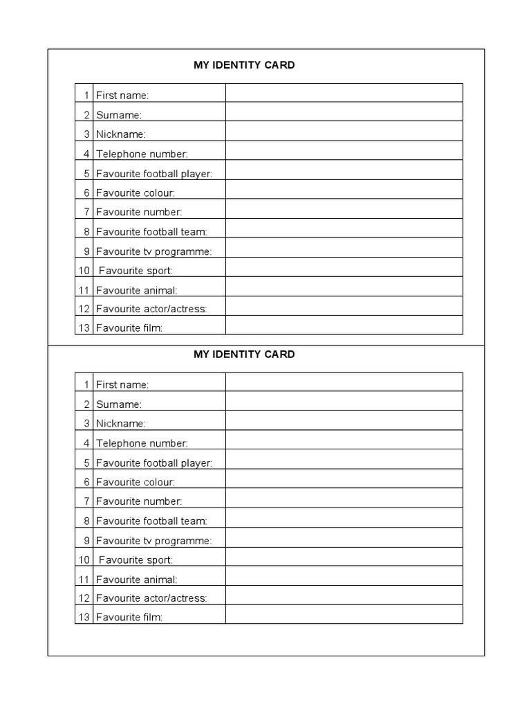 My Identity Card | PDF