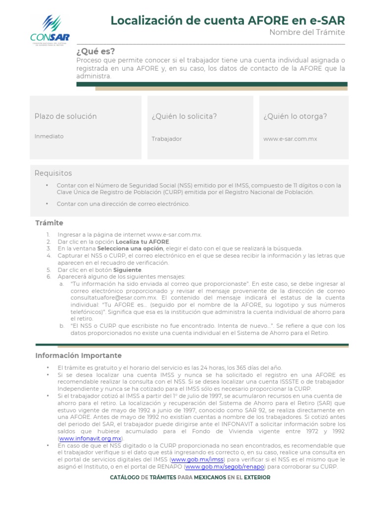Localiza tu AFORE en e-SAR fácilmente | PDF | Informática