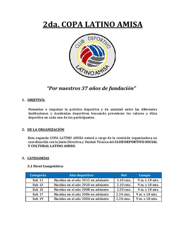Bases Copa Latino II - 2023 - VB | PDF