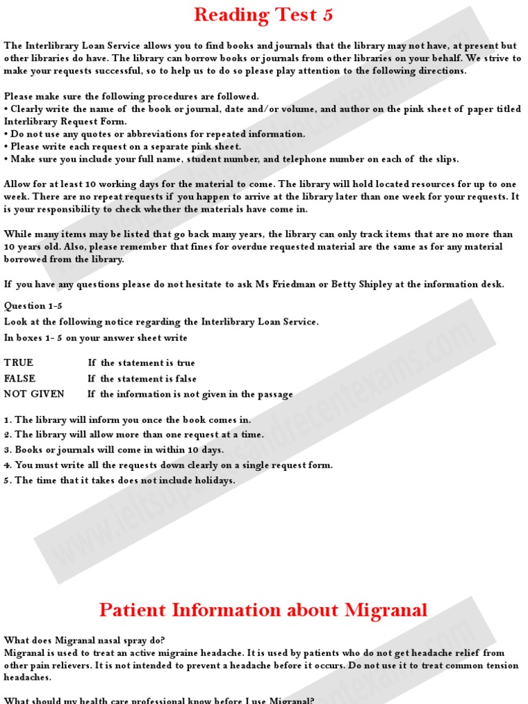 GT Reading Test 5 PDF