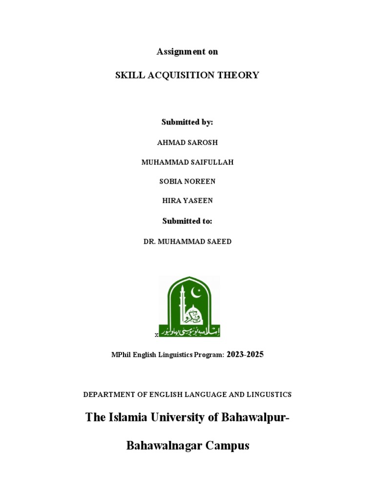 Overview of Skill Acquisition Theory | PDF | Learning | Psychology
