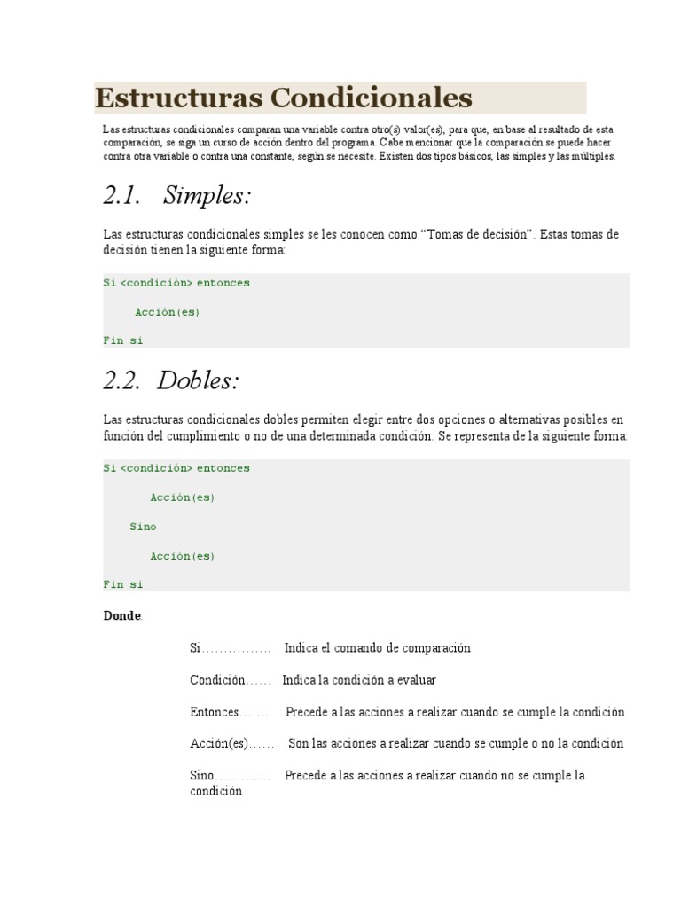 Estructuras Condicionales | PDF | Programación de computadoras ...