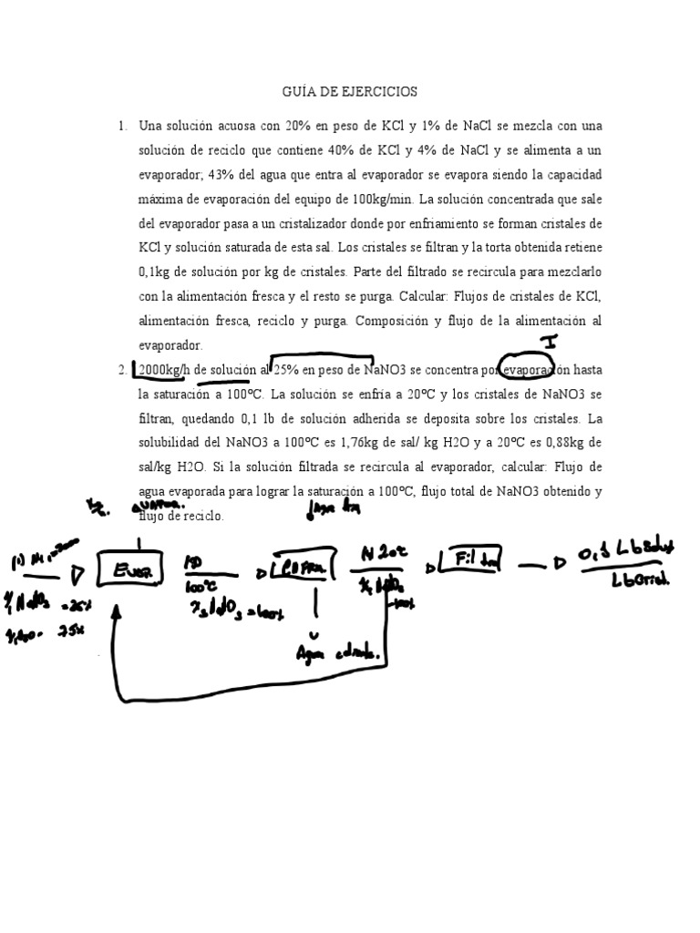 Guía de Ejercicios de Balance de Materia | PDF | Destilación | Agua