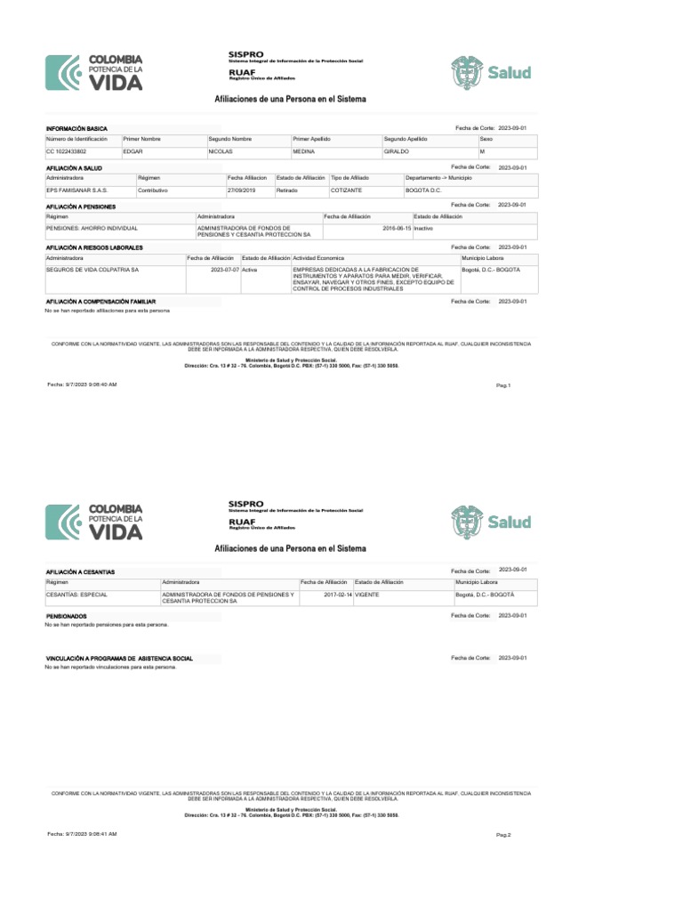 Certificado de Afiliacion A Cesantias | PDF | Pensión | Bogotá Certificado de Afiliacion A Cesantias | PDF | Pensión | Bogotá