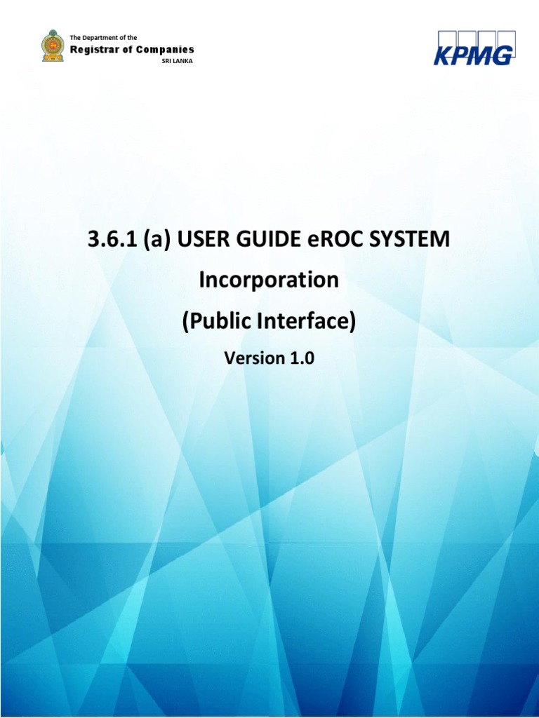 eROC User Guide for Company Registration | PDF | Password | Login