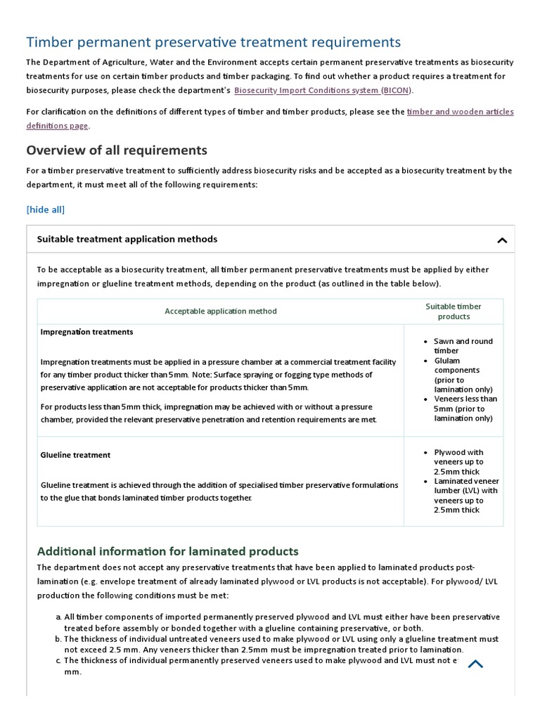 Timber Permanent Preservative Treatment Requirements - Department of ...