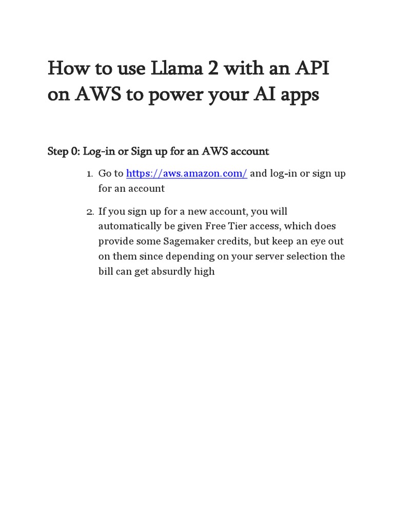 How To Use Llama 2 With An API On AWS To Power Your AI Apps | PDF ...