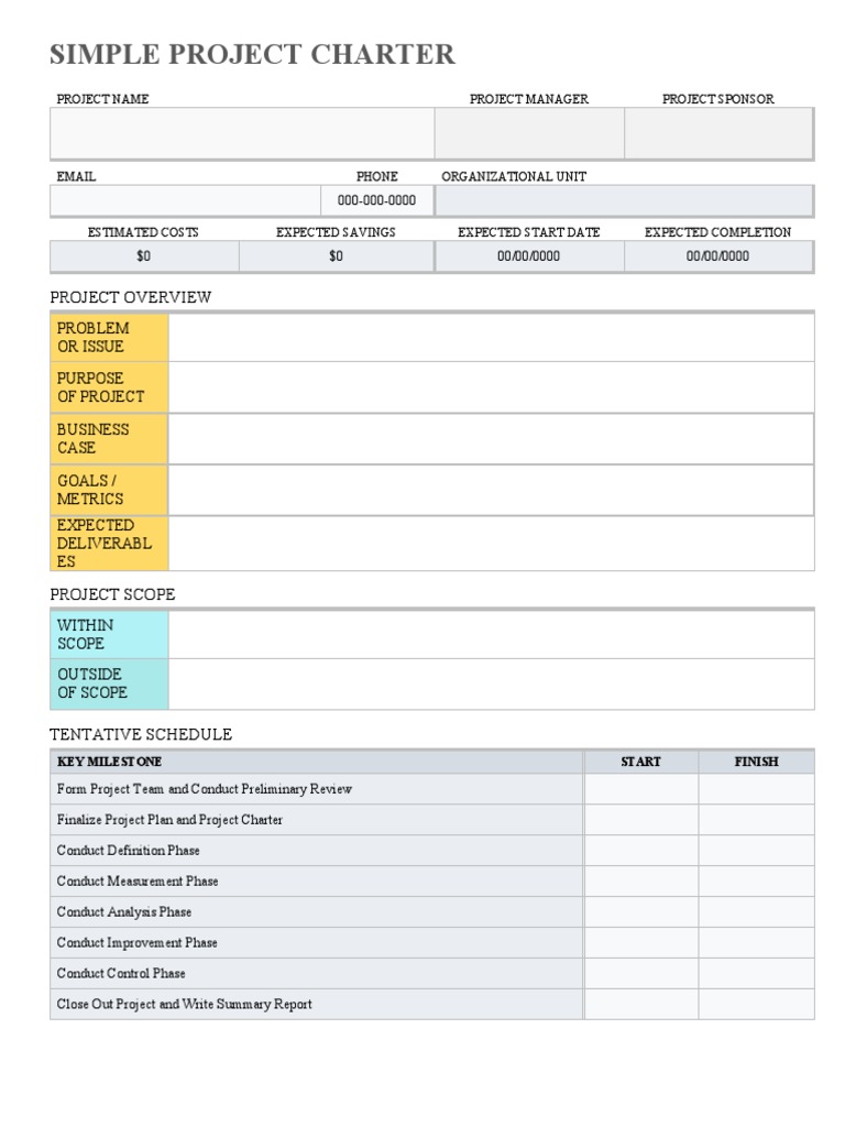 IC Simple Project Charter Template For Microsoft Word 11774 | PDF ...