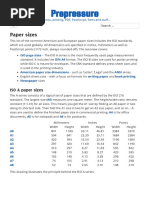 Table of Paper Sizes From 4A0 To A10 | PDF