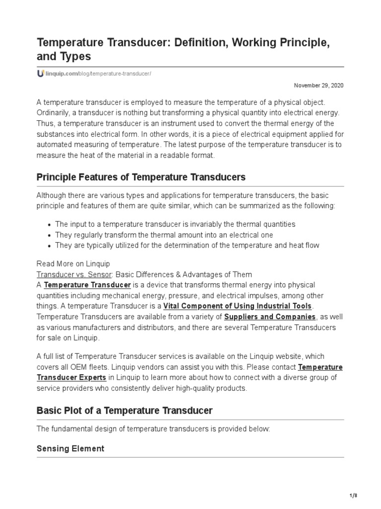 Temperature Transducer Definition Working Principle and Types | PDF ... Temperature Transducer Definition Working Principle and Types | PDF ...