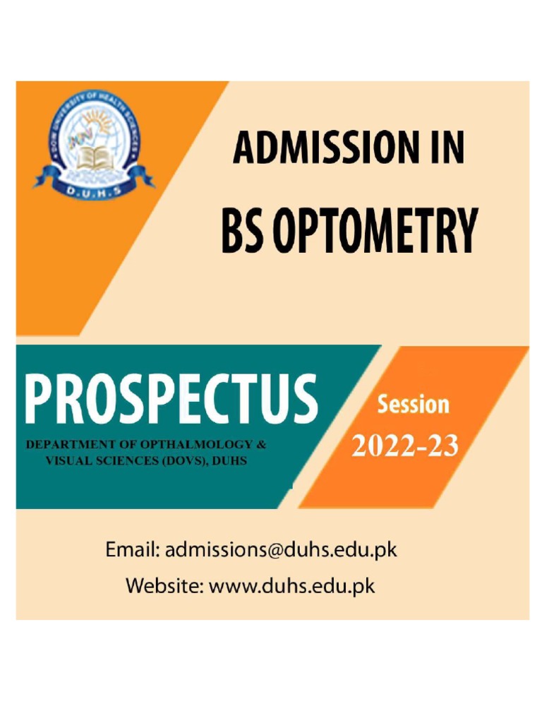 BS OPTOMETRY 2022-23 Prospectus - 121222 | PDF | Optometry | Visual ...