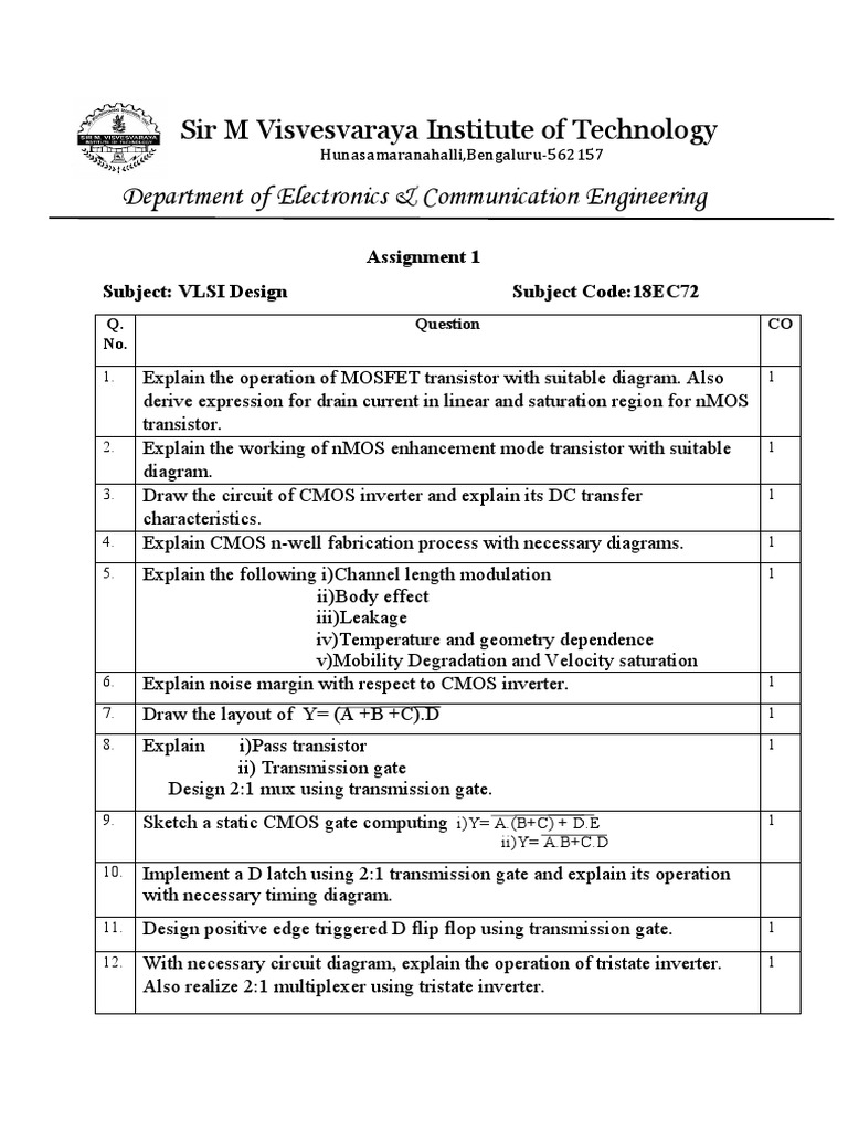 Assignment 1 - VLSI | PDF