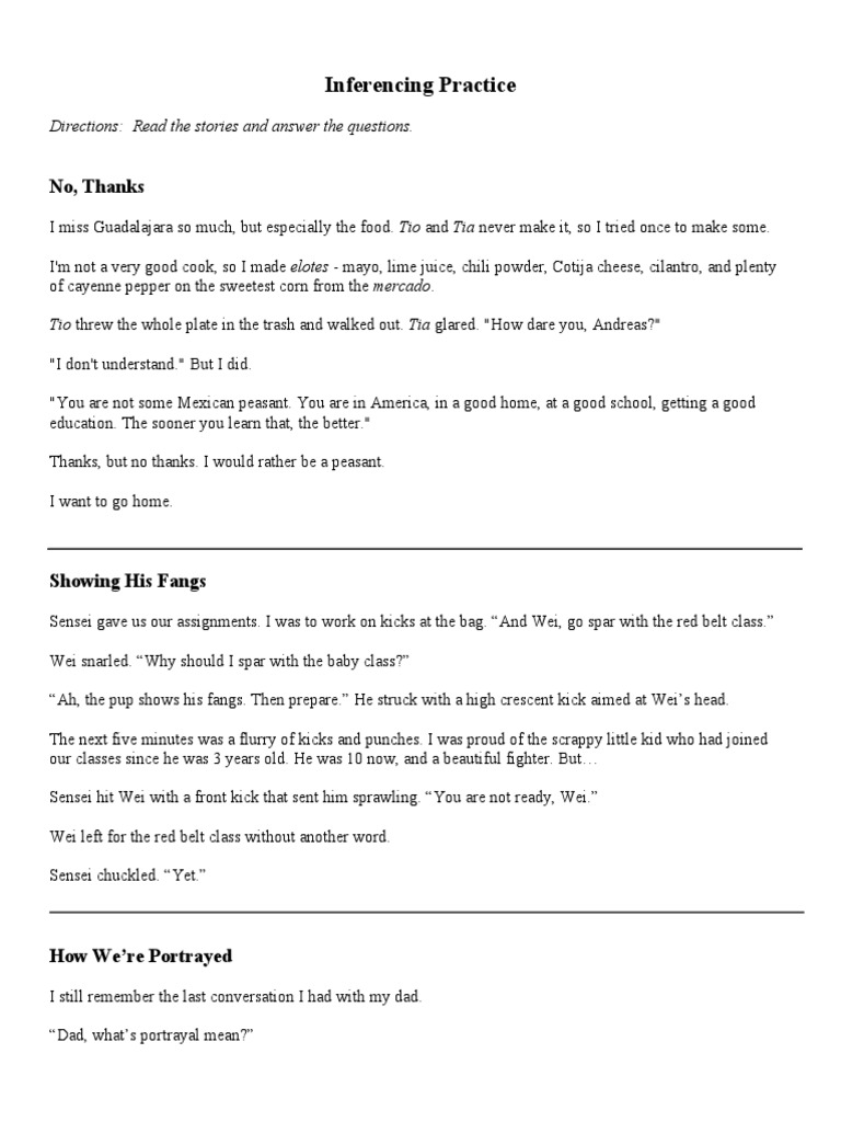 Inferencing Practice | PDF