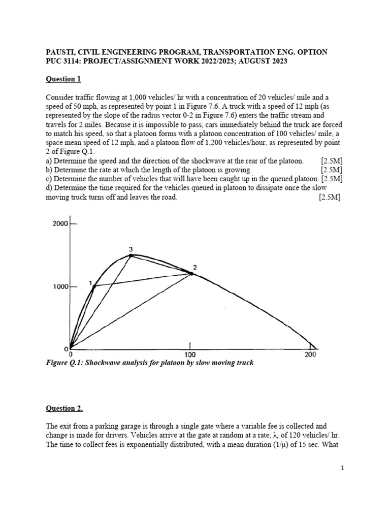 PUC 3114 Project Assignment Work Aug 2023 | PDF | Lane | Transportation ...