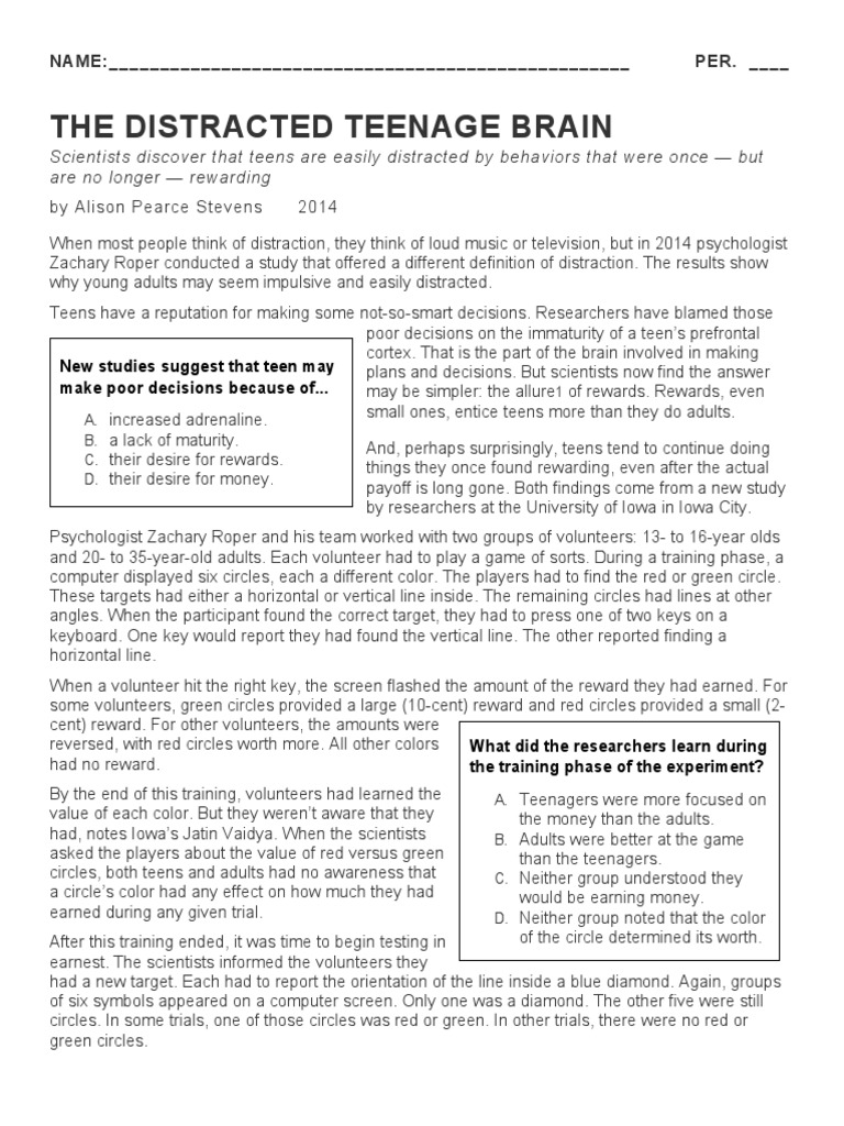 The Distracted Teenage Brain | PDF | Adolescence | Attention