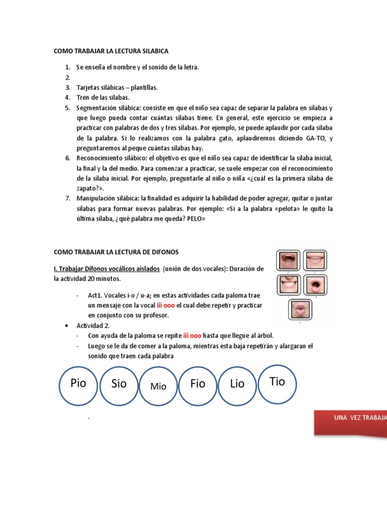 Como Trabajar La Lectura Silabica | PDF | Sílaba | Habla