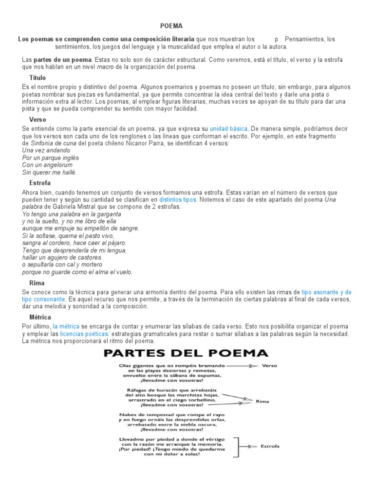Estructura y partes de un poema | PDF | Poesía | Metro (poesía)