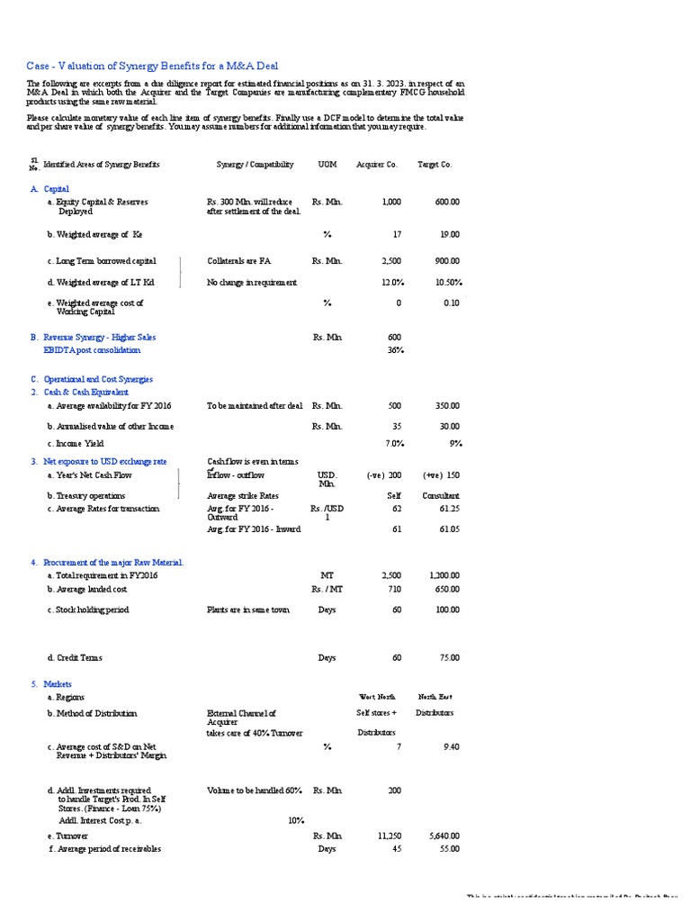 M&A Synergy Valuation Guide | PDF | Mergers And Acquisitions ...