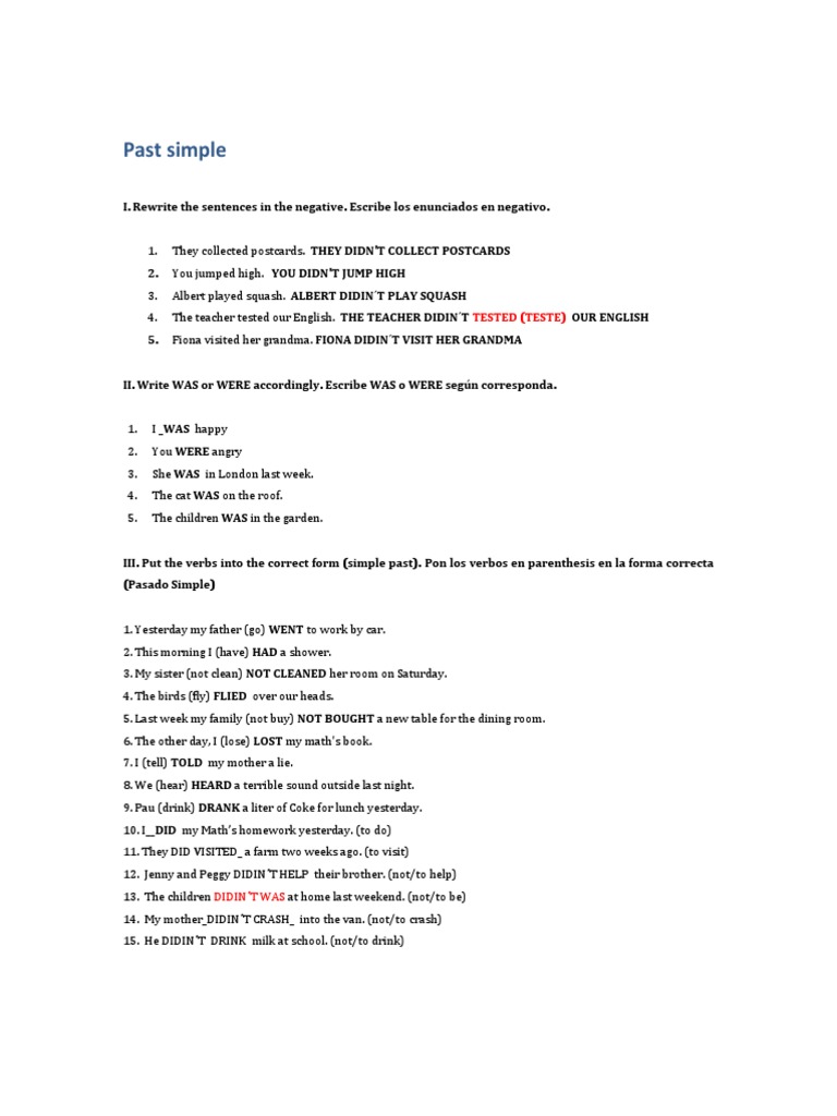 English Past Tense Practice | PDF