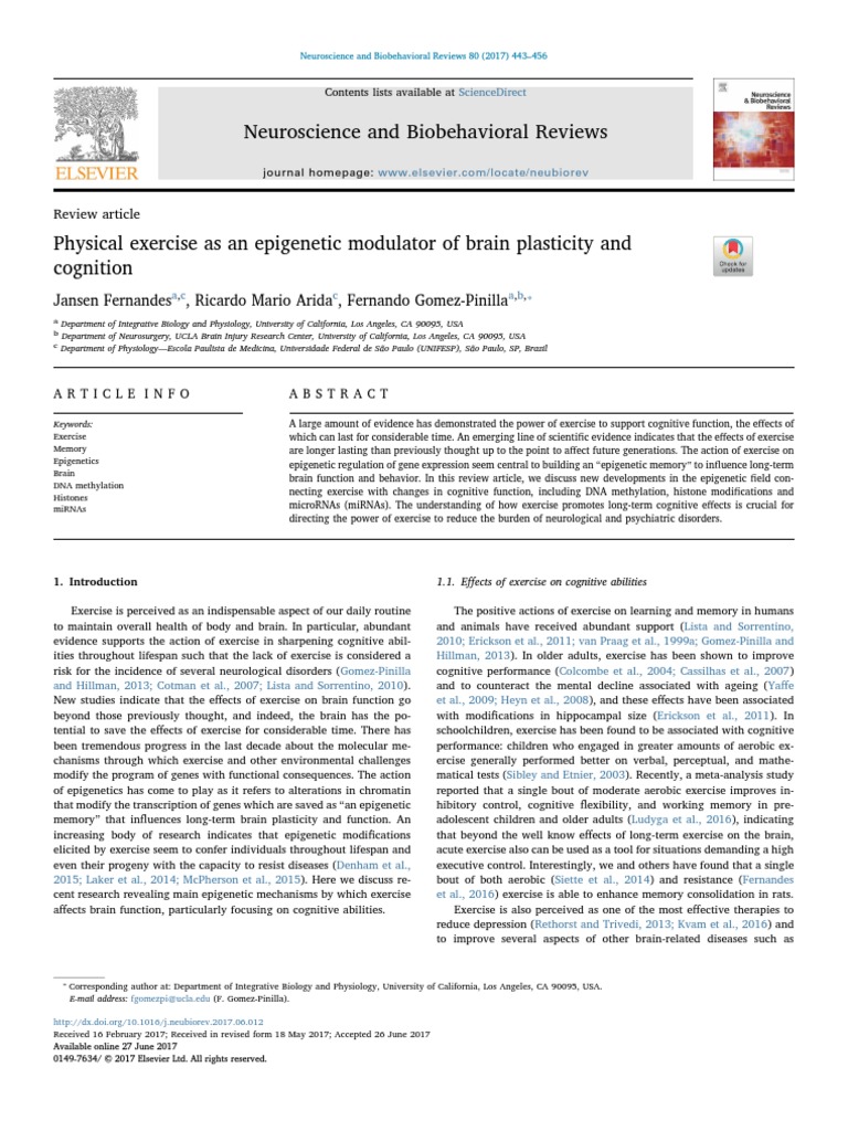 Ejercicios Fernando Gomez Pinilla | PDF | Histone | Epigenetics