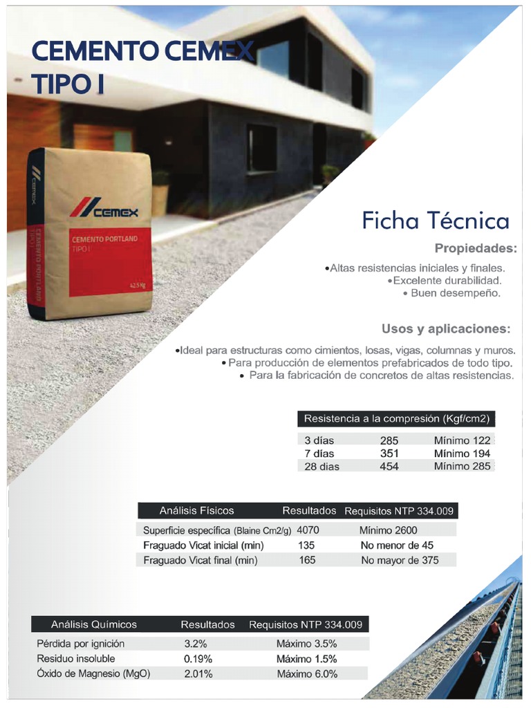 F. T. Cemento CEMEX TIPO I | PDF