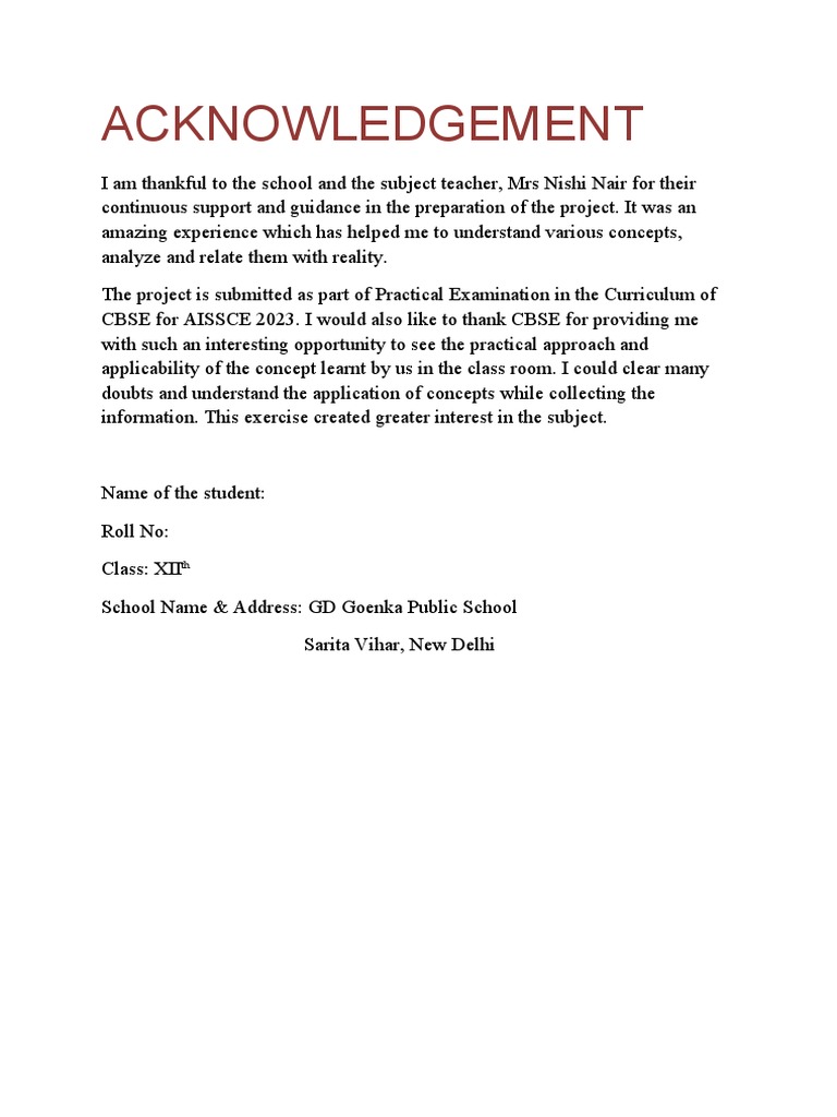 Acknowledgement Project | PDF