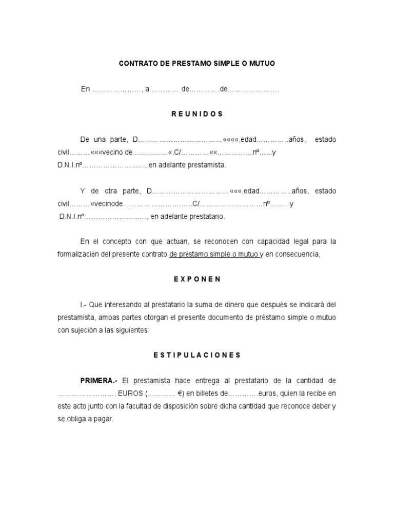 Prestamo Simple | PDF | Derecho