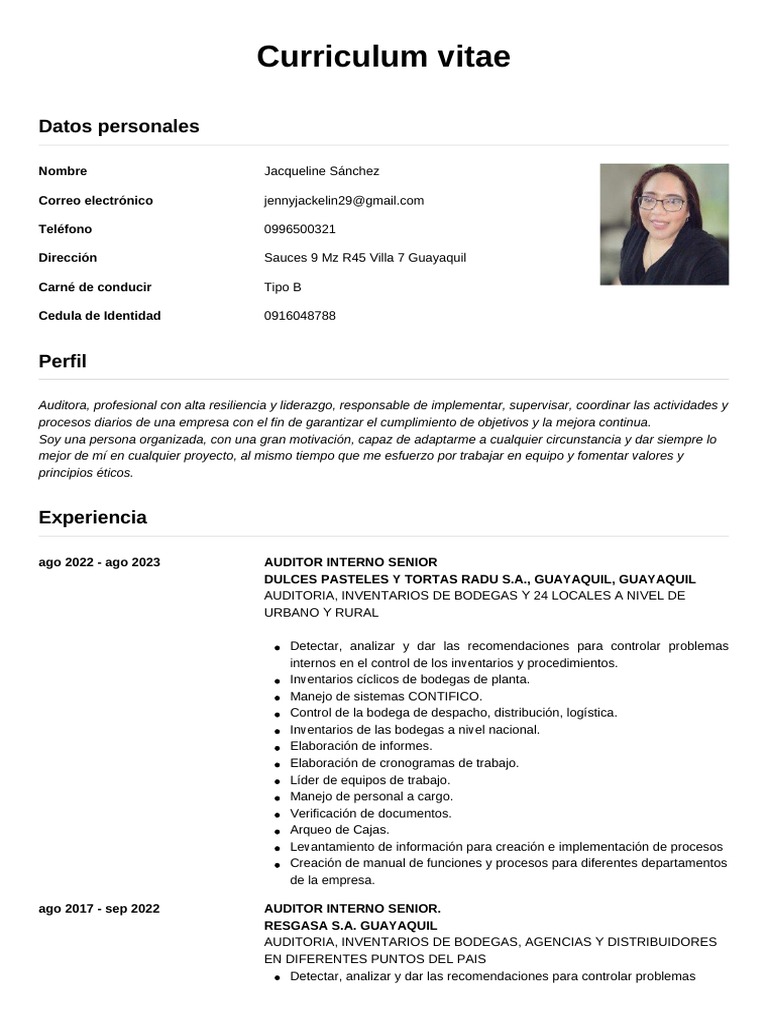 CV - Jackeline Sanchez Ramirez - Auditor Iso PDF | PDF | Auditoría ... CV - Jackeline Sanchez Ramirez - Auditor Iso PDF | PDF | Auditoría ...
